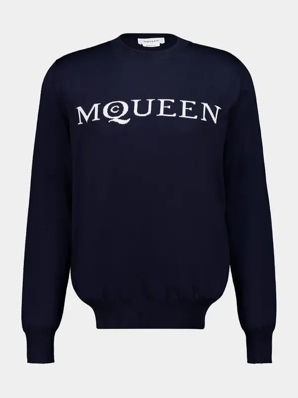 Alexander McQueen Logo Wool Jumper - Blue