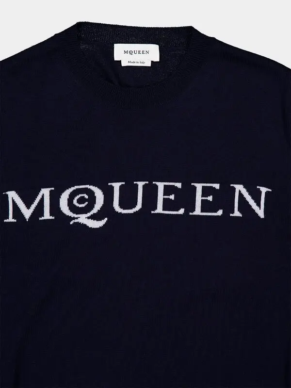 Alexander McQueen Logo Wool Jumper - Blue