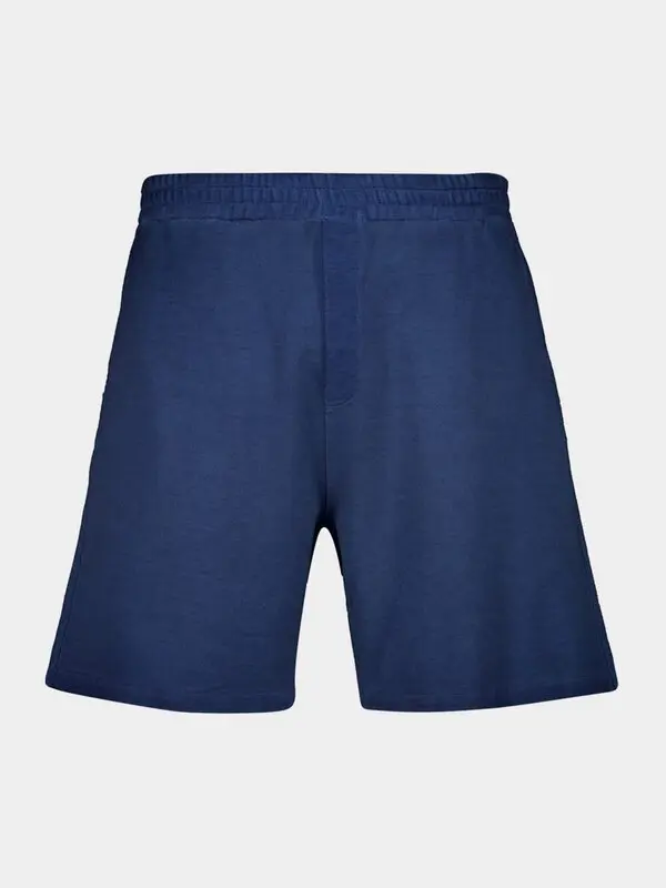 120% Lino Linen Fleece Shorts - Blue