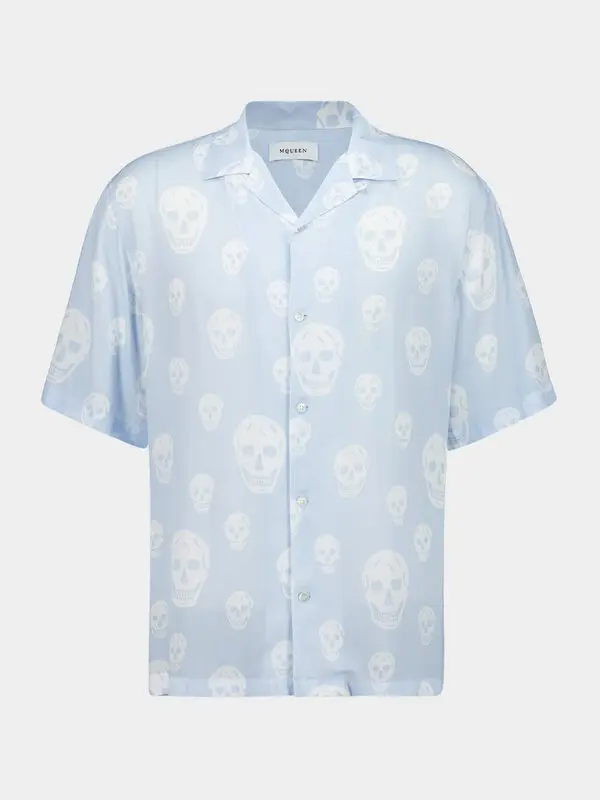 Alexander McQueen Light Skull Print Hawaiian Shirt - Blue