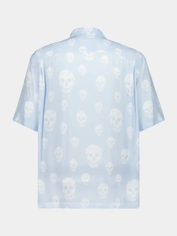 Alexander McQueen Light Skull Print Hawaiian Shirt - Blue