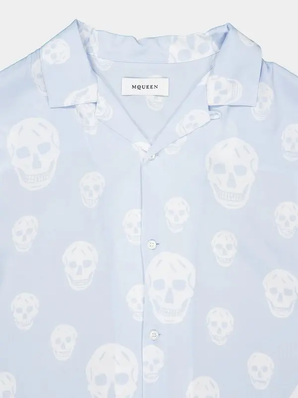 Alexander McQueen Light Skull Print Hawaiian Shirt - Blue