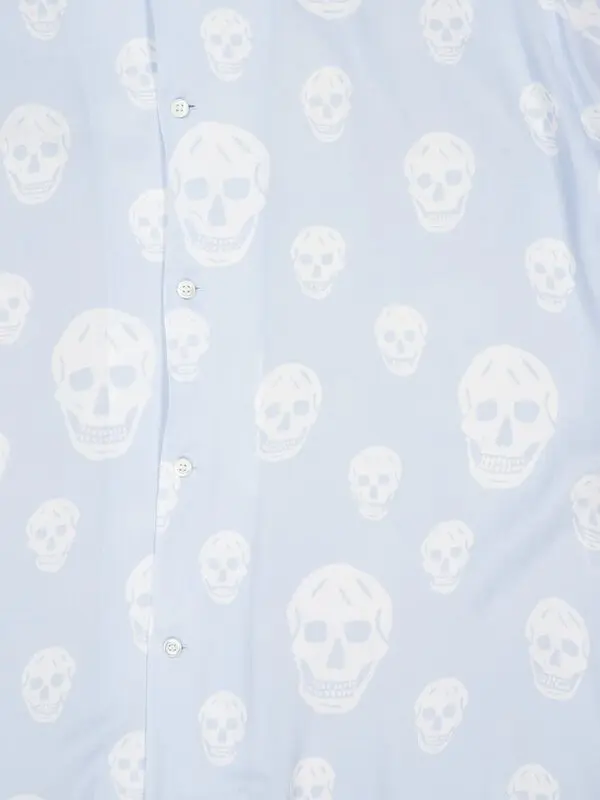 Alexander McQueen Light Skull Print Hawaiian Shirt - Blue