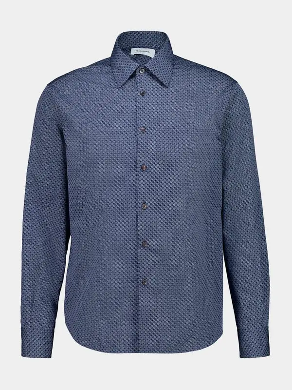FERRAGAMO Navy Monogram Shirt - Blue