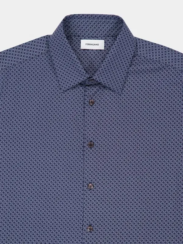FERRAGAMO Navy Monogram Shirt - Blue