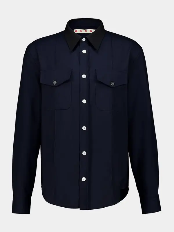 Marni Virgin Wool Long-sleeve Shirt - Blue