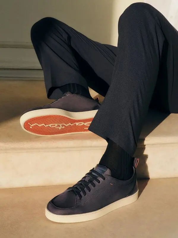Santoni Suede Calf Leather Sneakers