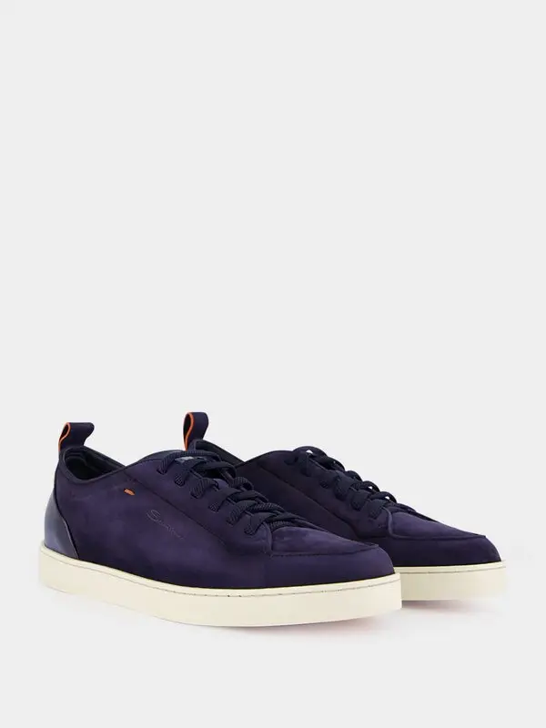 Santoni Suede Calf Leather Sneakers