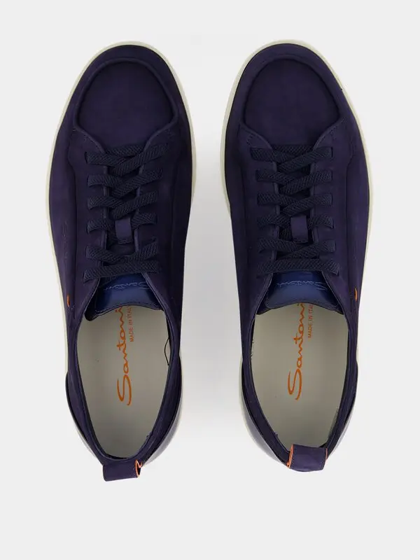 Santoni Suede Calf Leather Sneakers