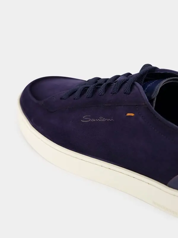 Santoni Suede Calf Leather Sneakers