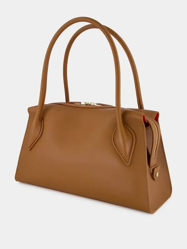 CHRISTIAN LOUBOUTIN Cuoio Venus Medium Calf Leather Shoulder Bag - Brown