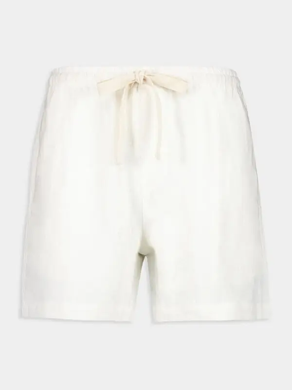 Commas Linen Lounge Shorts - White