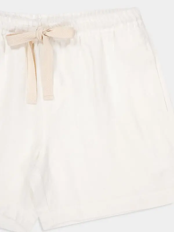Commas Linen Lounge Shorts - White