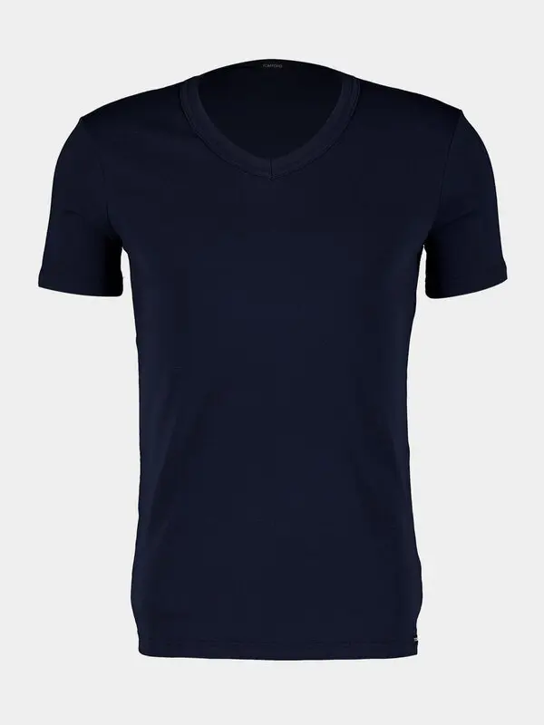 TOM FORD Navy V-neck T-shirt - Blue
