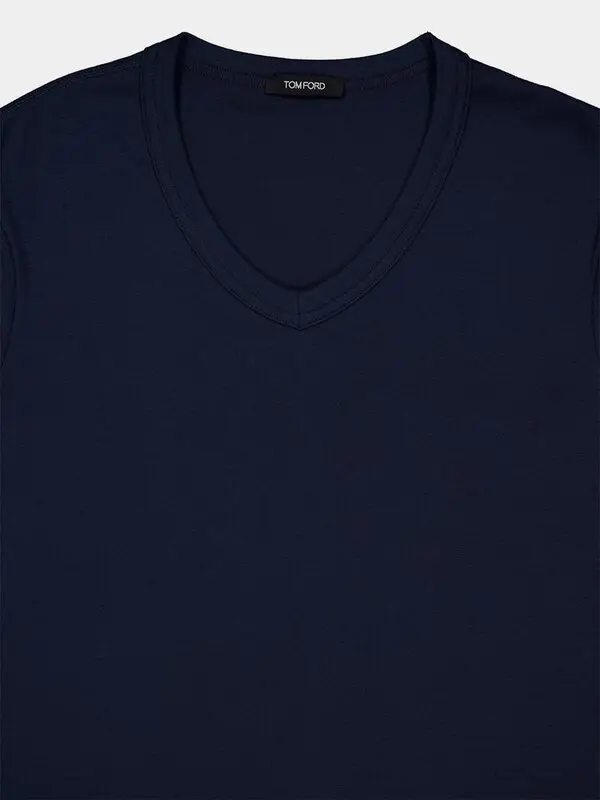TOM FORD Navy V-neck T-shirt - Blue