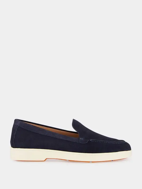 Santoni Suede Calf Leather Loafers - Blue