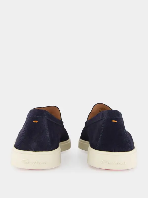 Santoni Suede Calf Leather Loafers - Blue