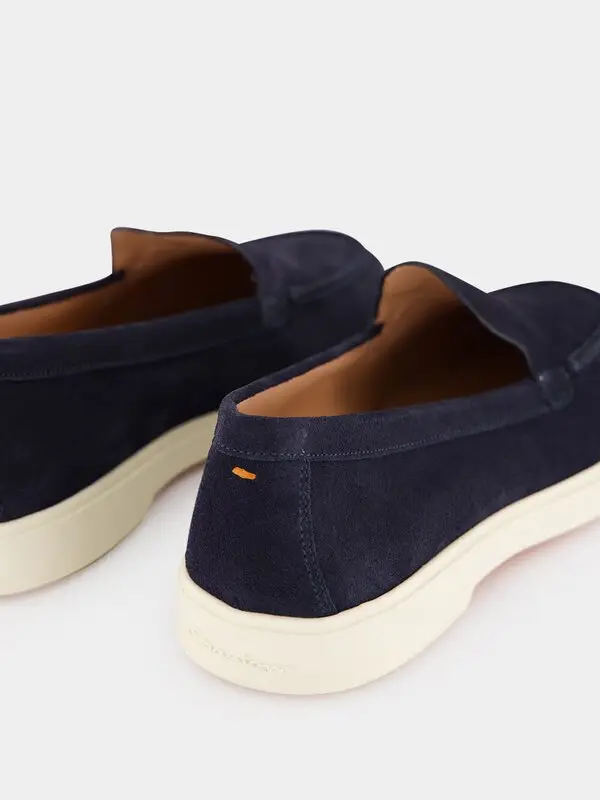 Santoni Suede Calf Leather Loafers - Blue