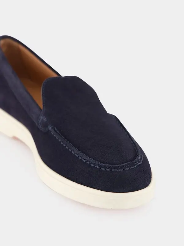 Santoni Suede Calf Leather Loafers - Blue