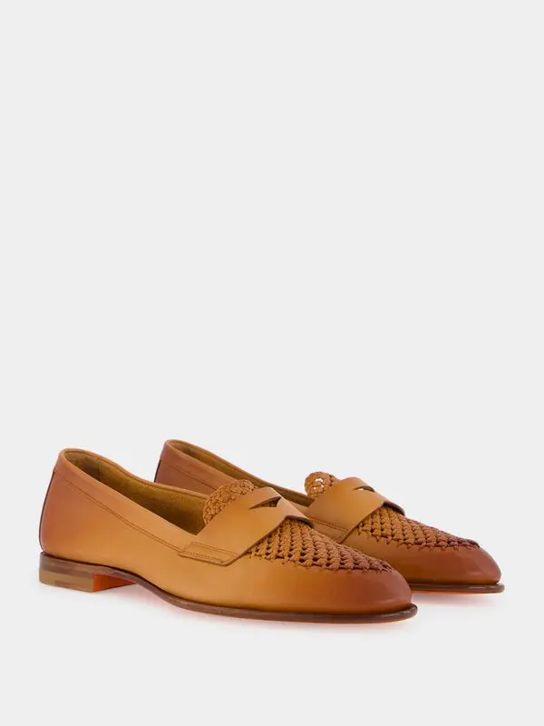 Santoni Light Calf Leather Loafers - Brown