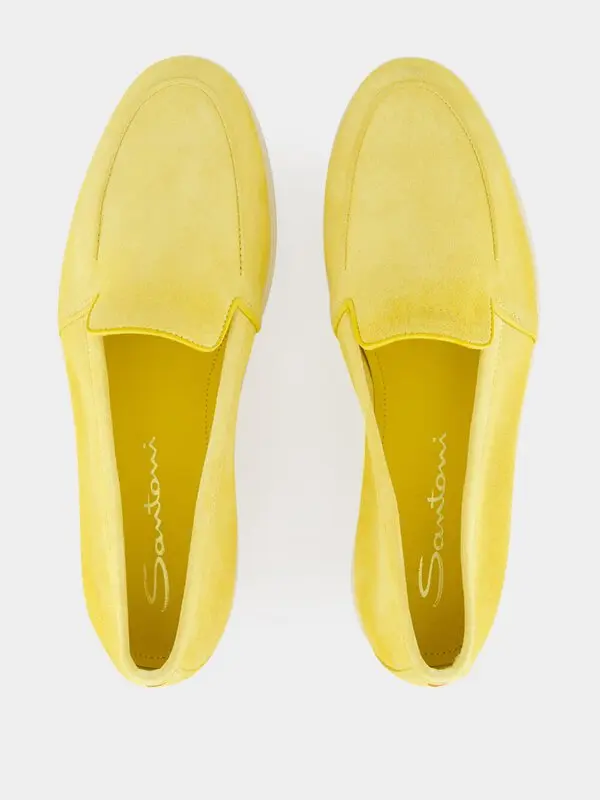 Santoni Suede Calf Leather Loafers - Yellow