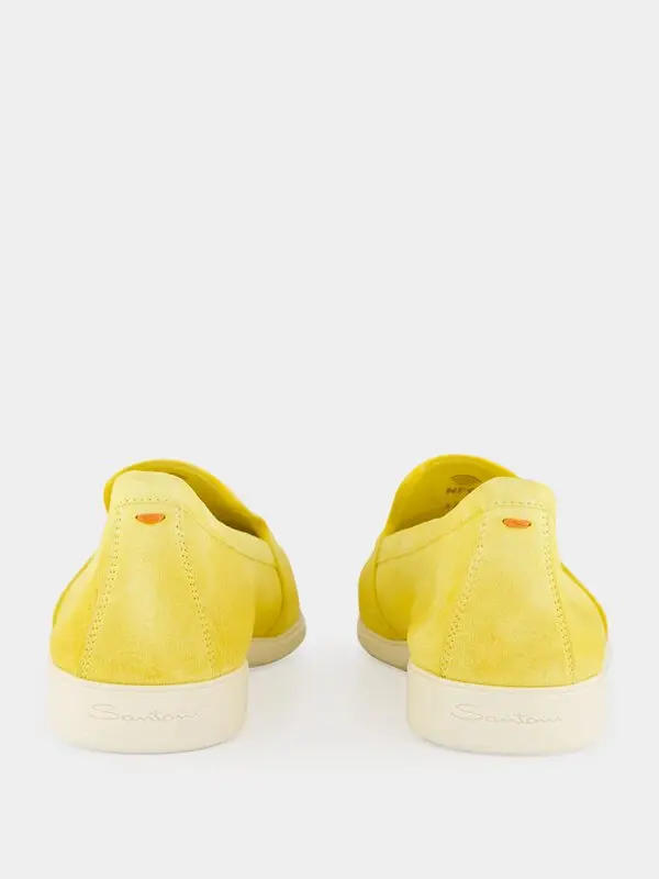 Santoni Suede Calf Leather Loafers - Yellow