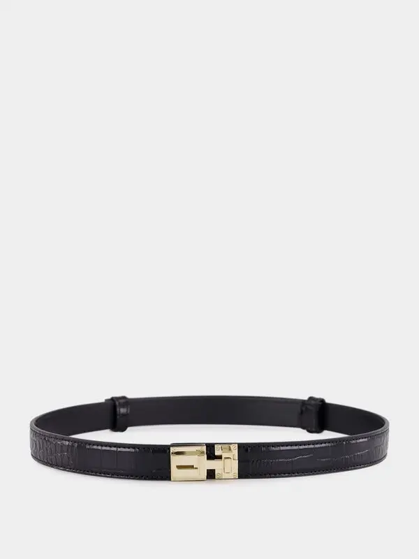 TOM FORD Calf Leather Belt With Gold-tone Buckle - Black