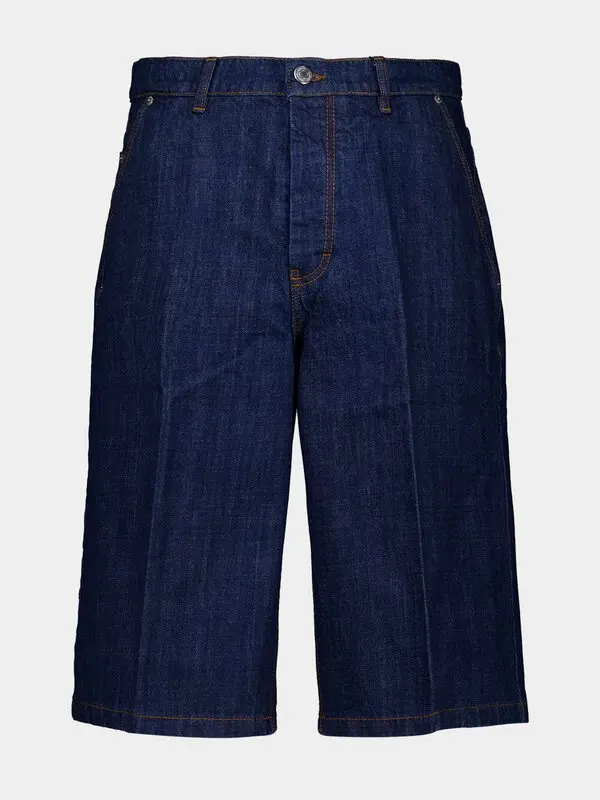 AMI Paris Loose Fit Denim Shorts - Blue