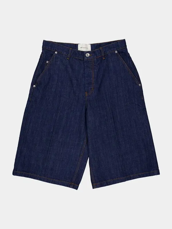 AMI Paris Loose Fit Denim Shorts - Blue