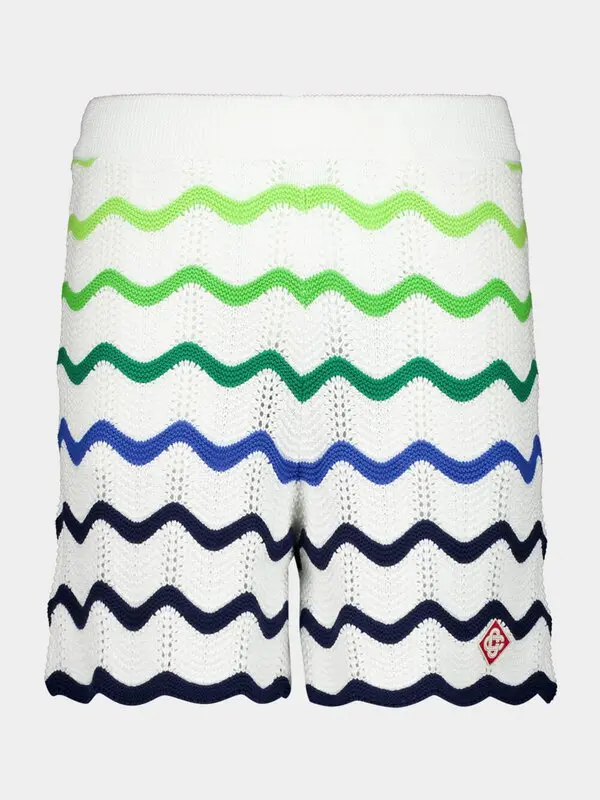 Casablanca Wave Knit Cotton Shorts - Multicolour