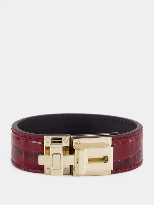 TOM FORD Ruby Leather And Brass Bracelet - Red