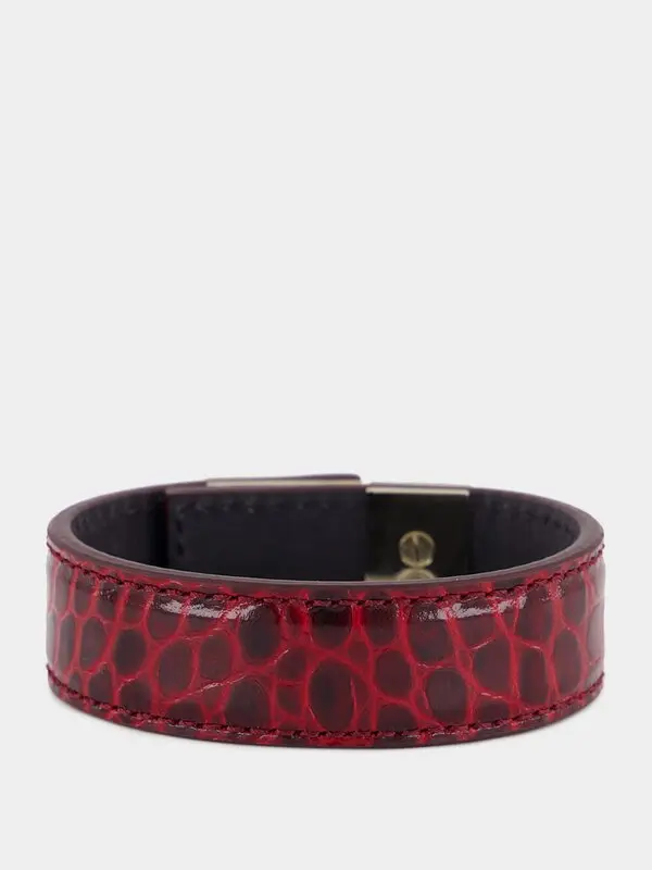 TOM FORD Ruby Leather And Brass Bracelet - Red