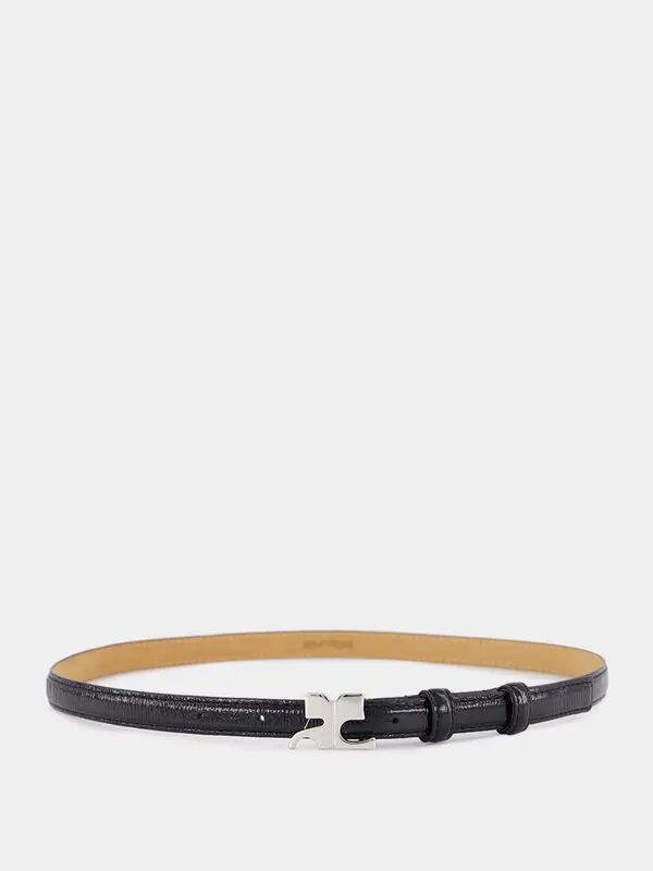 COURREGES Ac Naplack Leather Belt - Black