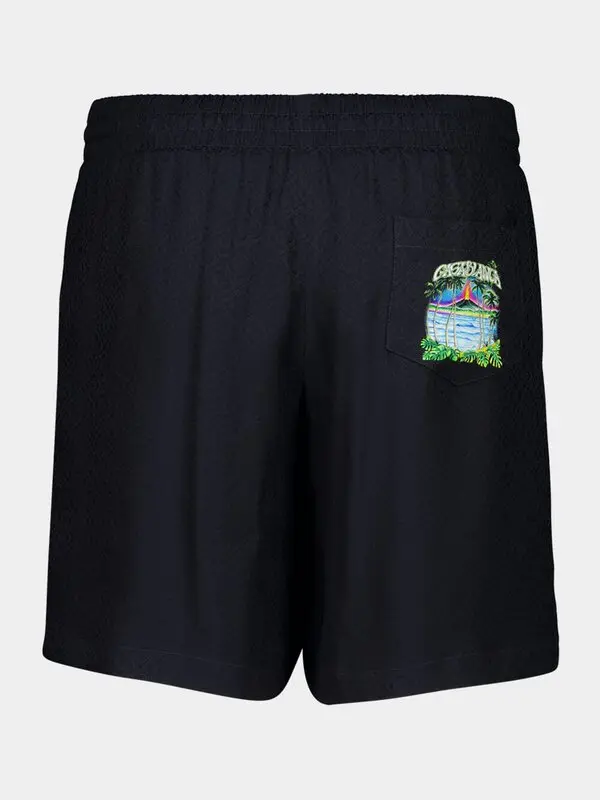 Casablanca Volcano Jacquard Silk Shorts - Multicolour