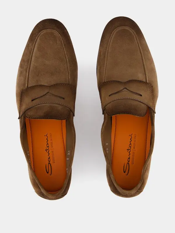 Santoni Light Suede Carlo Loafers