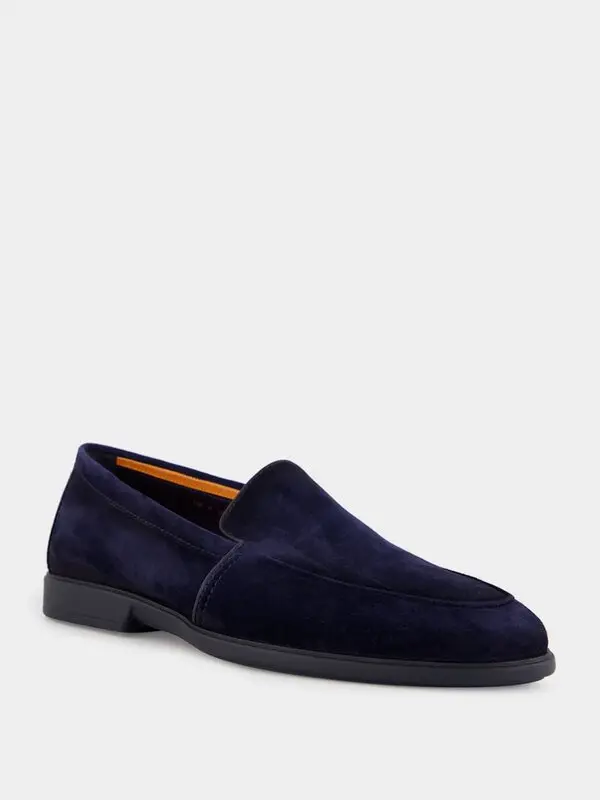 Santoni Suede Calf Leather Loafers