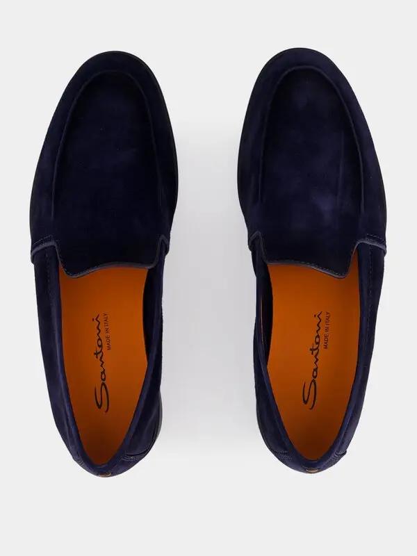 Santoni Suede Calf Leather Loafers