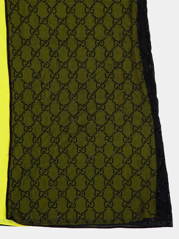 Gucci Embroidered Silk Georgette Dress - Green