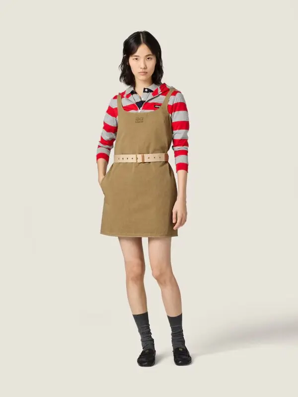 Miu Miu Belted Cotton Mini Dress