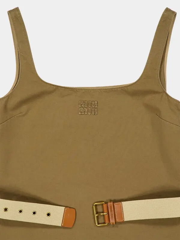 Miu Miu Belted Cotton Mini Dress