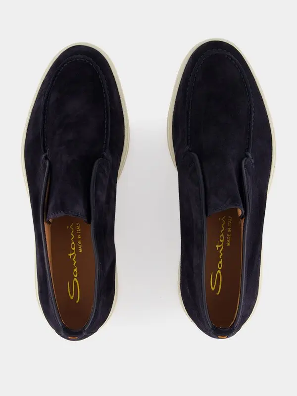 Santoni Desert Boots In Suede Calf Leather