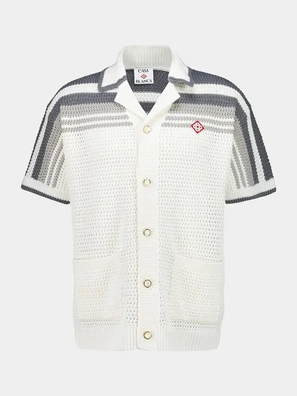 Casablanca White And Grey Tennis Crochet Shirt - Multicolour