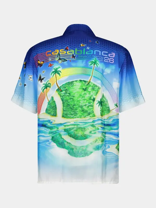Casablanca Beyond Destiny Silk Short-sleeve Shirt - Blue