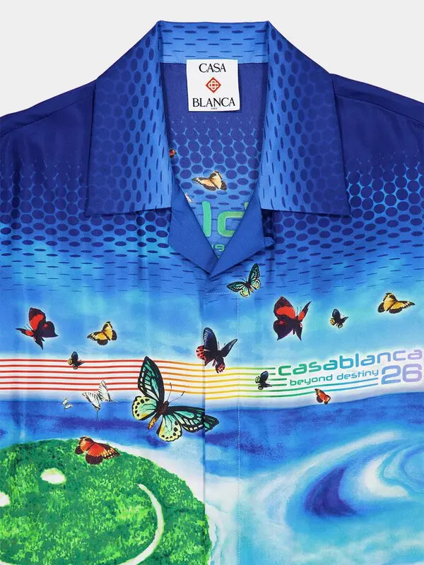 Casablanca Beyond Destiny Silk Short-sleeve Shirt - Blue