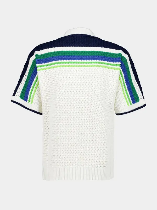 Casablanca White And Short Sleeve Stripe Knit Cotton Shirt