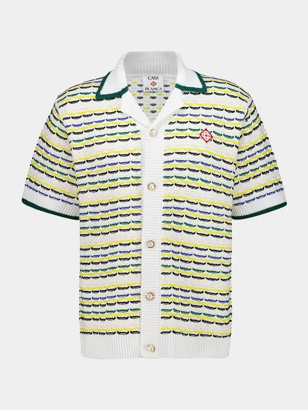 Casablanca Yellow And Green Tuck Stitch Cotton Button-up Shirt - Multicolour