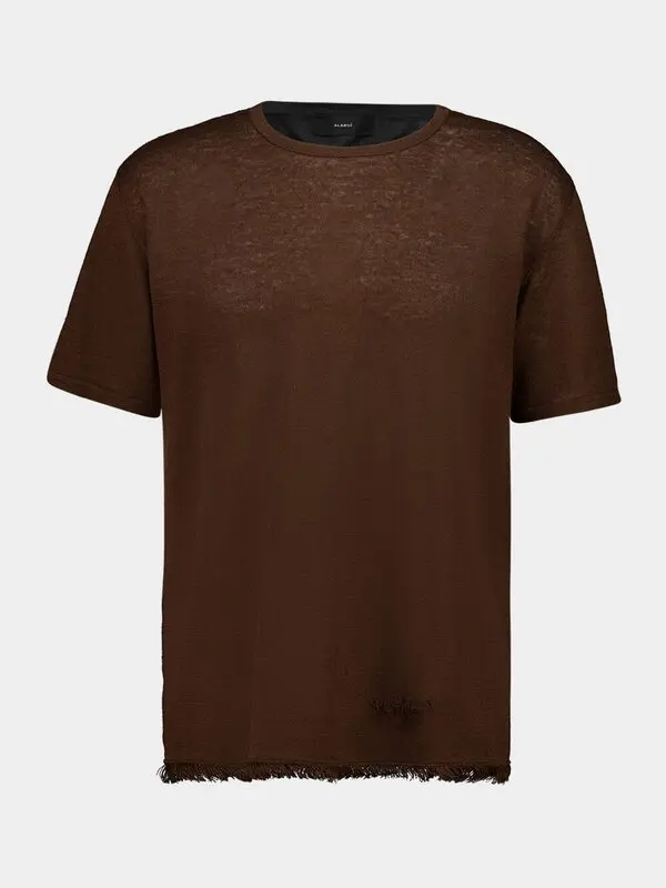 Alanui Linen Casual Fit Short-sleeve T-shirt - Brown