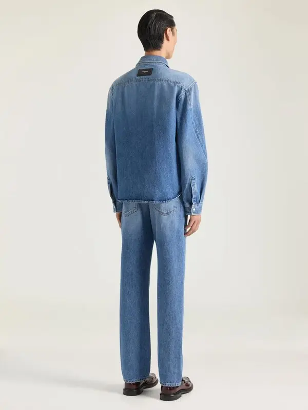 Givenchy Medium Shadow Denim Couture Seam Shirt - Blue