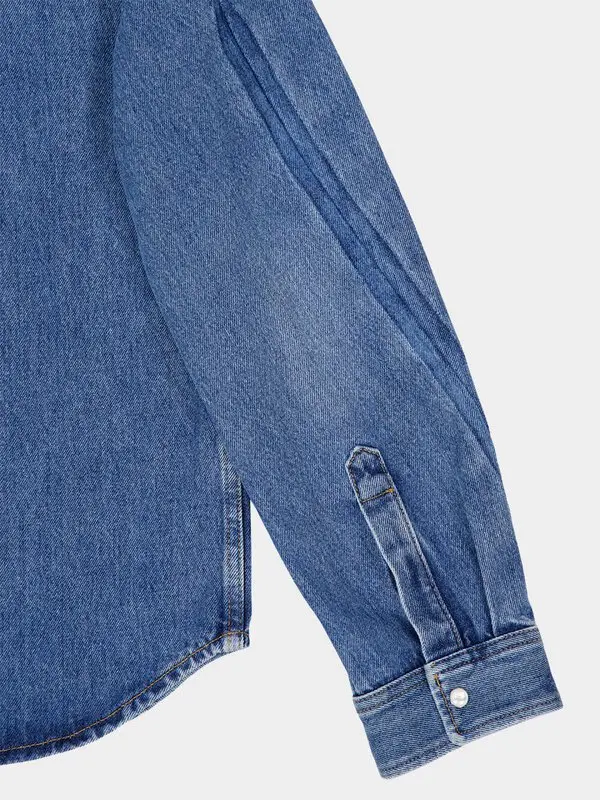Givenchy Medium Shadow Denim Couture Seam Shirt - Blue