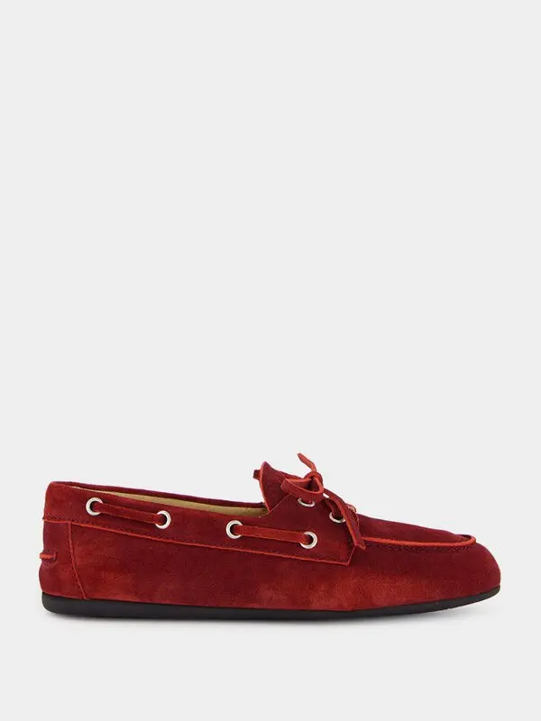 Miu Miu Calf Leather Moccasins With Laces - Red